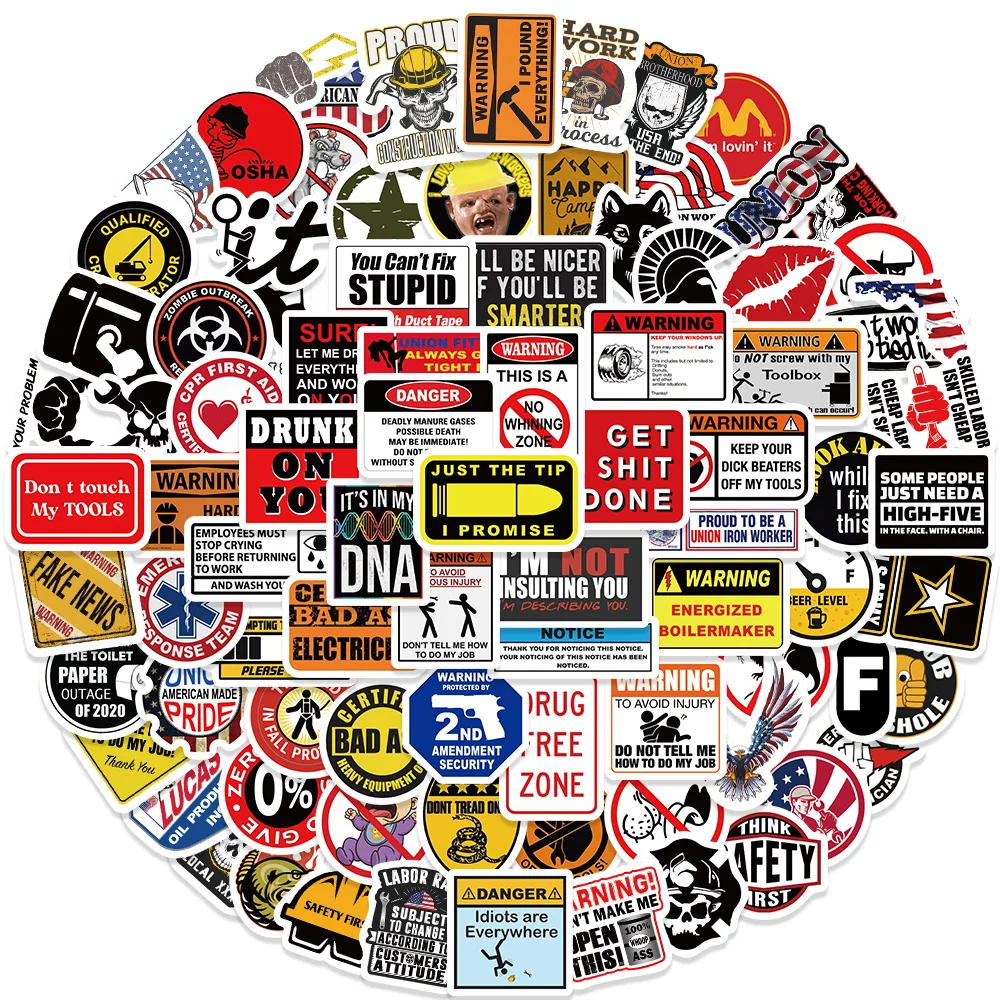 10-98PCS-Hard-Hat-Stickers-Funny-Construction-Waterproof-Sticker-Tool ...