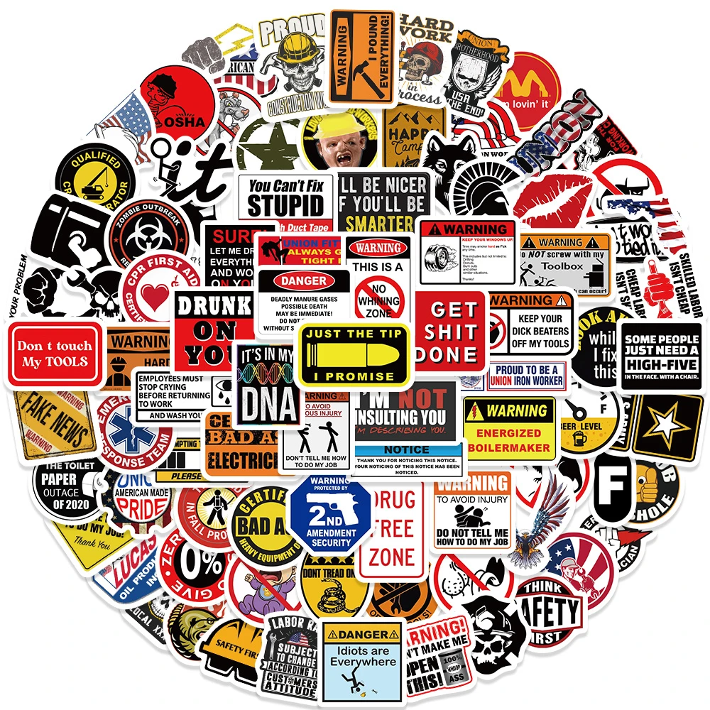 10/98PCS Hard Hat Stickers Funny Construction Waterproof Sticker Tool ...