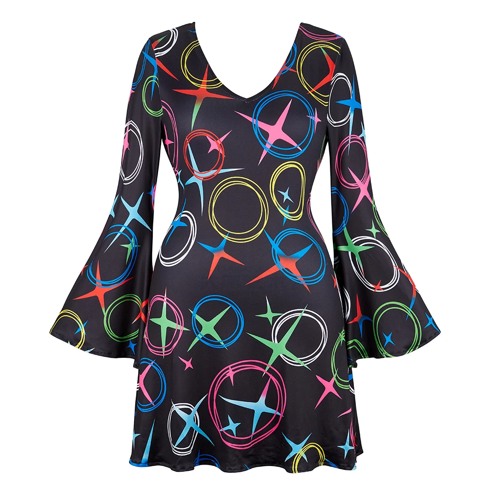 Disco-Dress-For-Women-Fancy-Hippie-Dance-Costume-60s-70s-80s-90s-Retro ...