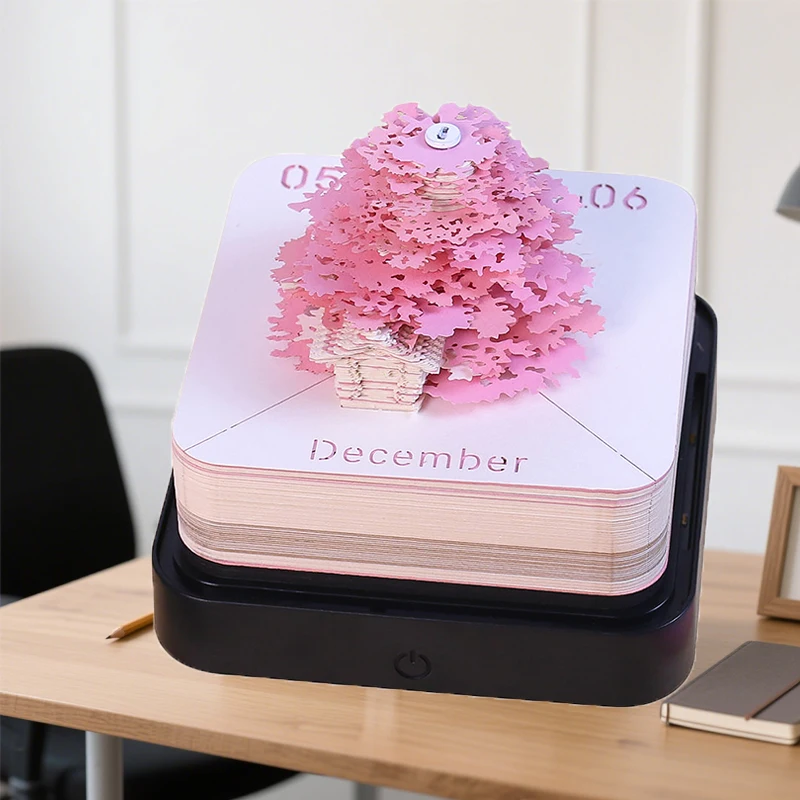 2026 Time Piece Calendar Desk Calendar With LED Light 3D Tear-away ...