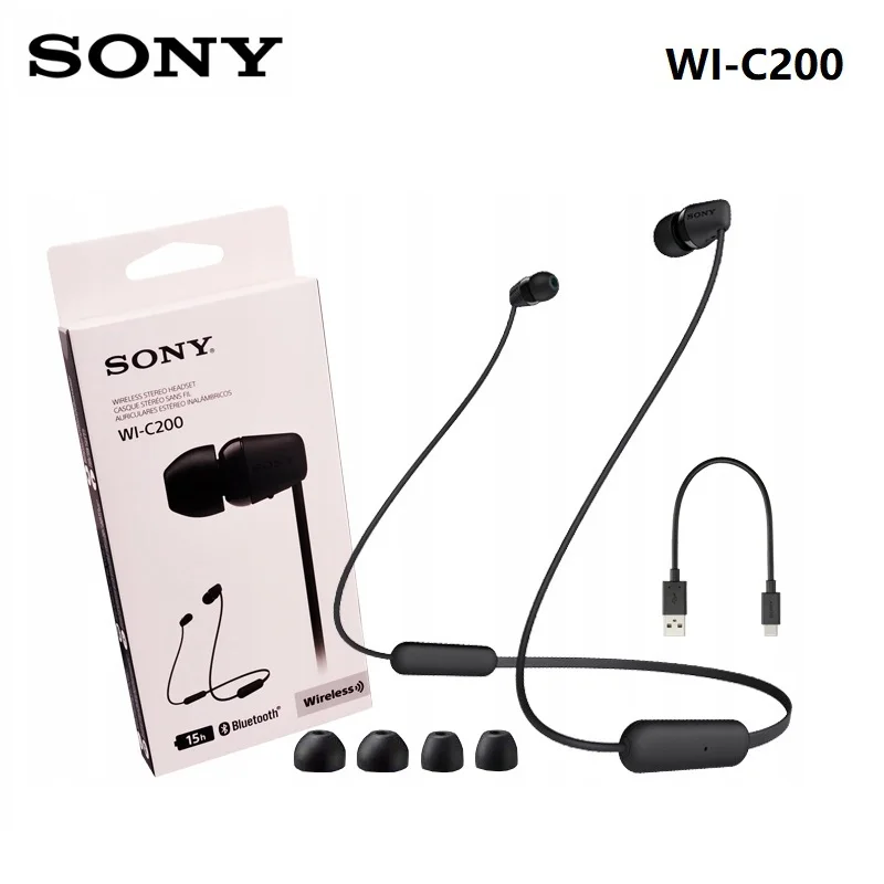 Original SONY WI C200 Wireless Fones de ouvido estéreo Bluetooth 5.0 ...
