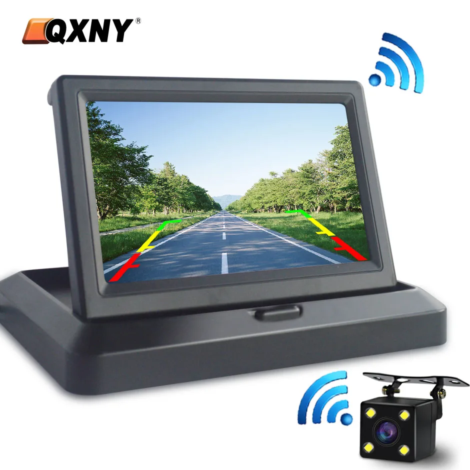Vehicle HD Wireless Rear View Backup Camera 4.3" Foldable Monitor Car ...