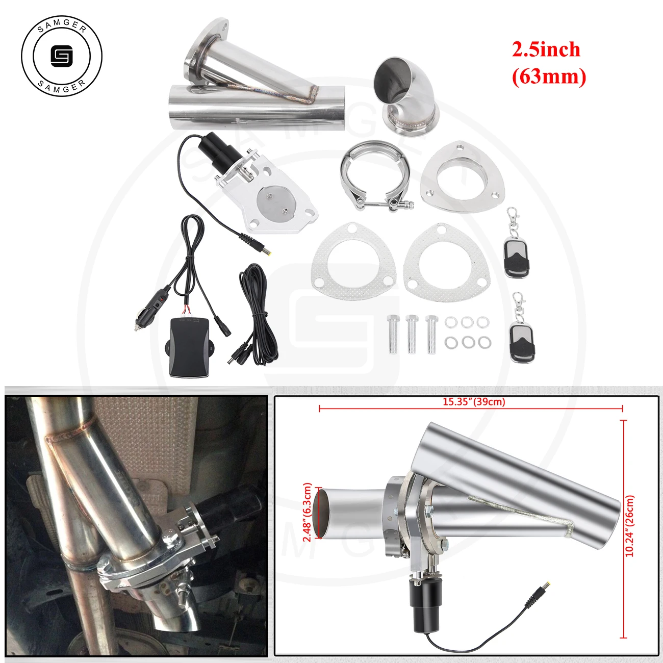Samger-2-5-Electric-Stainless-Exhaust-Cutout-with-2pcs-Remote-control ...