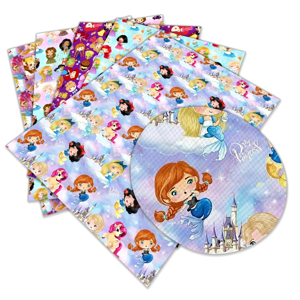 Disney Cartoon Princess Character Faux Leather Sheet For Cross Leather ...