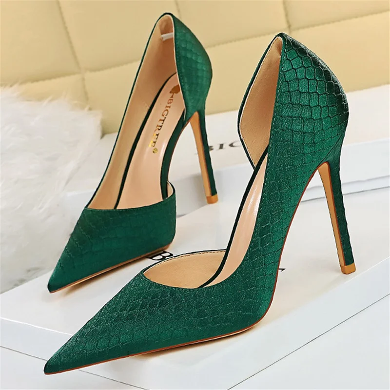 Women-7-5cm-10-5cm-High-Heels-Elegant-Pumps-Lady-Plus-Size-Silk-Satin ...