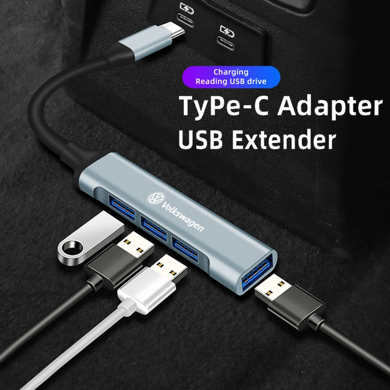 Car-4-Port-USB-HUB-High-Speed-Type-C-Multi-Splitter-Adapter-Accessories ...