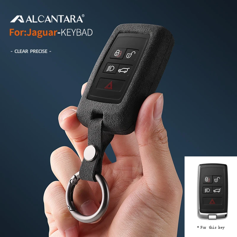 Alcantara-Car-Key-Case-Cover-Holder-Key-Shell-Buckle-For-Jaguar-XE-E ...
