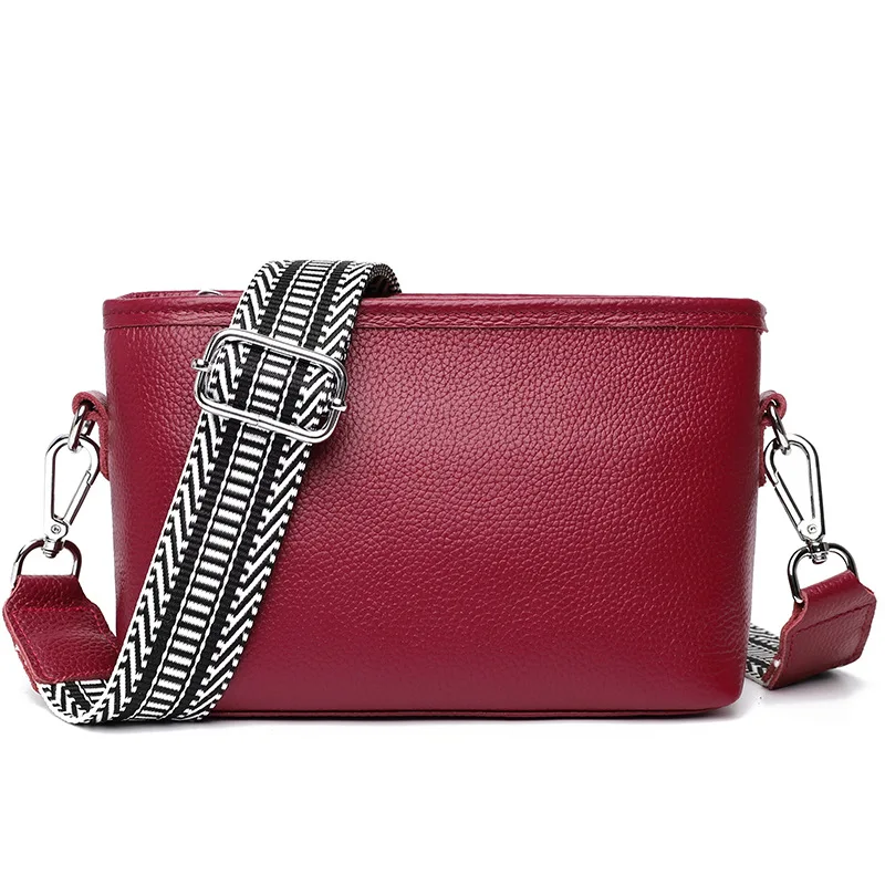 100-Genuine-Leather-Shoulder-Bag-for-Women-Solid-Purse-Luxury-Cowhide ...
