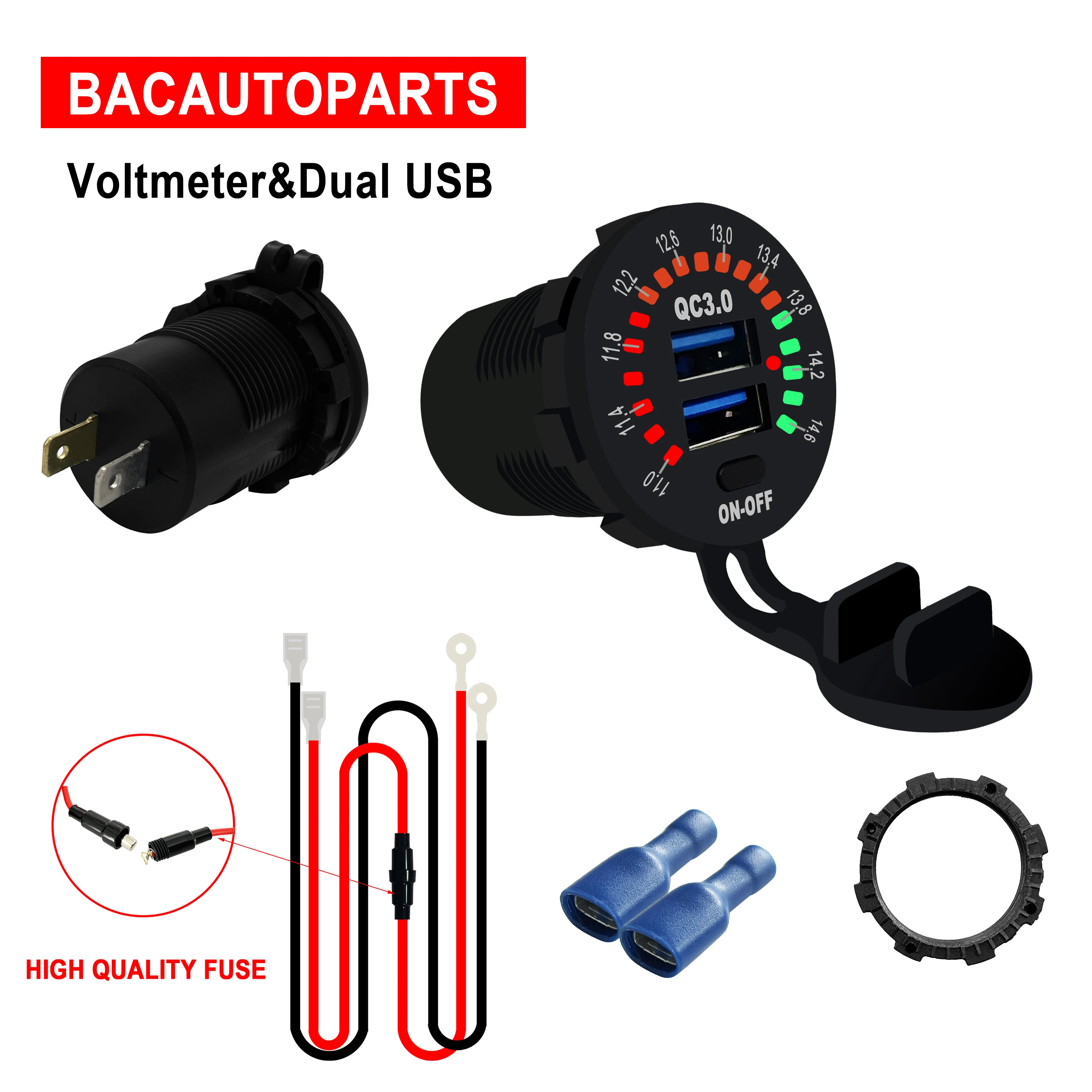 Dual-USB-Port-QC3-0-Led-Voltmeter-Fast-Charger-Socket-Car-Battery ...