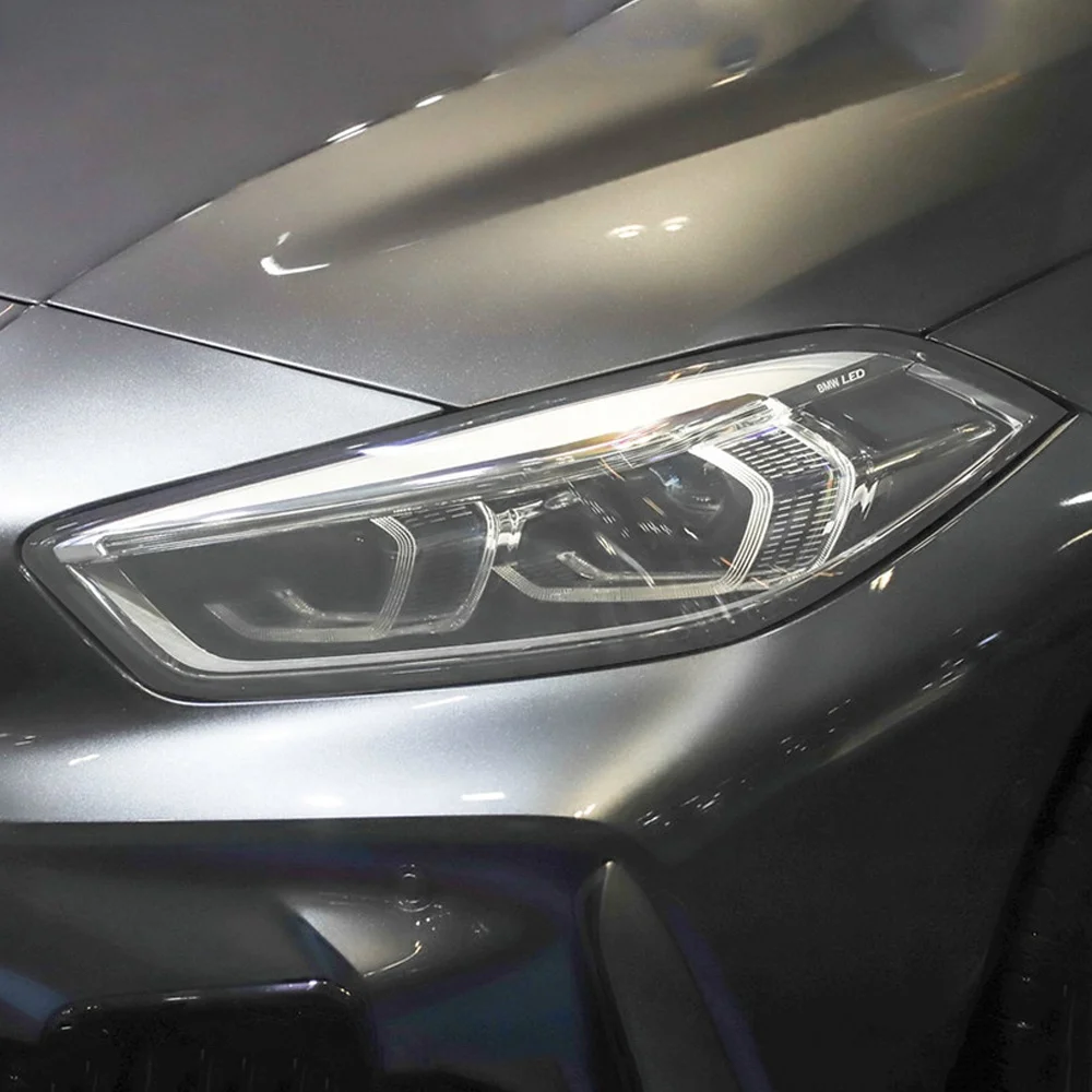 2Pcs Car Headlight Protective Film Headlamp Restoration Transparent Black TPU Sticker For BMW 1 ...