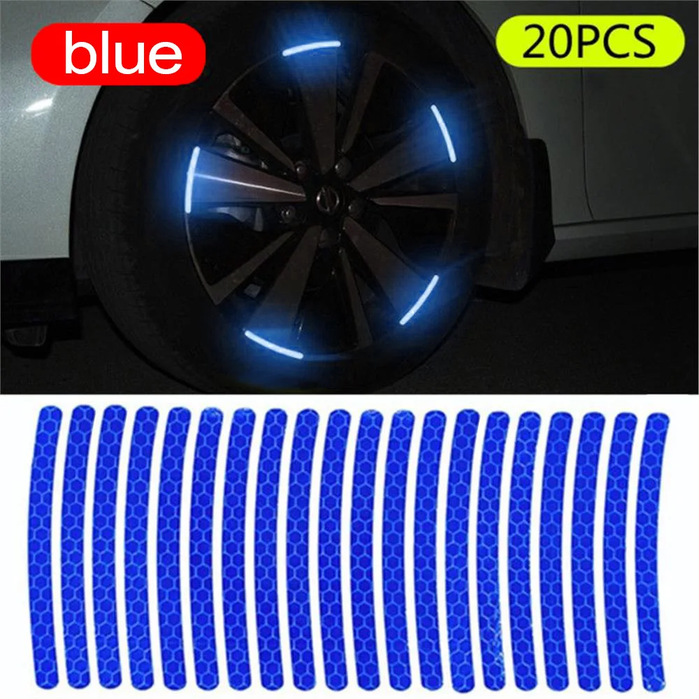 20pcs Car Wheel Hub Reflective Sticker Tire Rim Reflective Strips ...