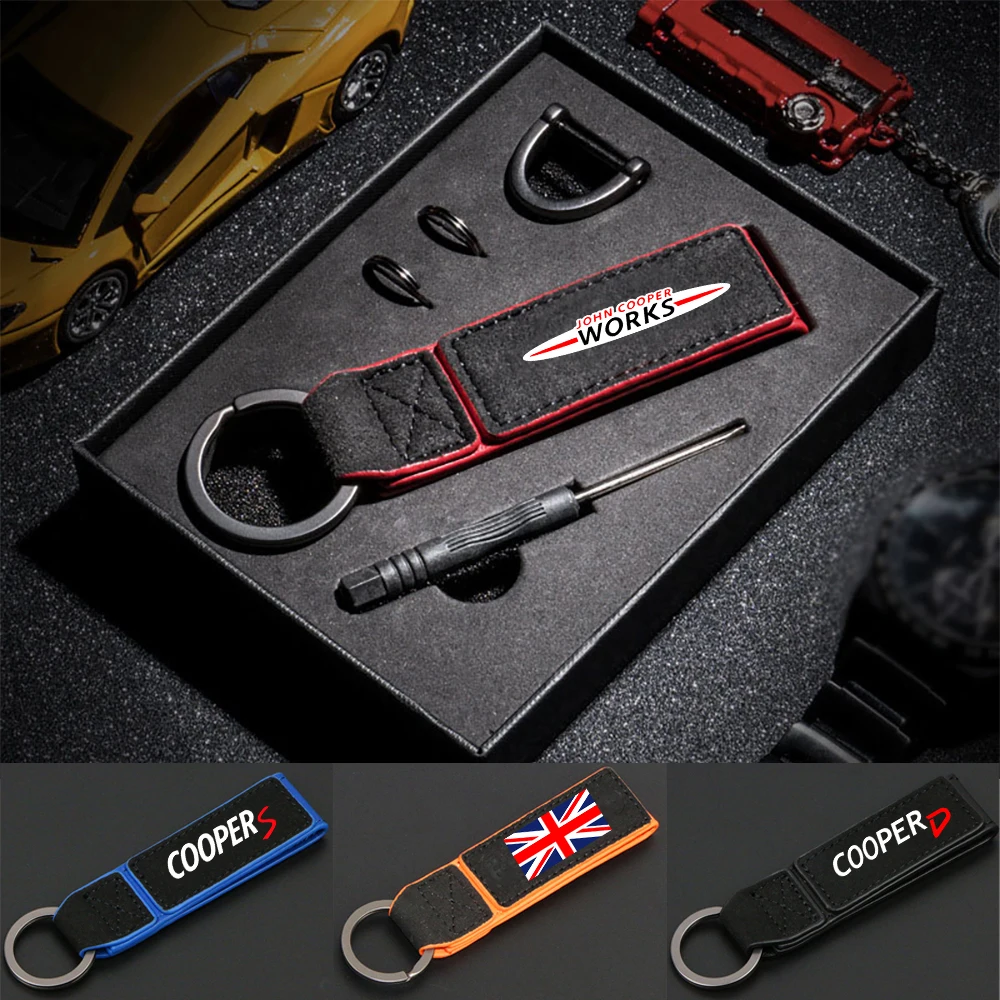 Union-Jack-Leather-Turn-Fur-Car-Keychain-Car-Keyring-for-Mini-Cooper-S ...