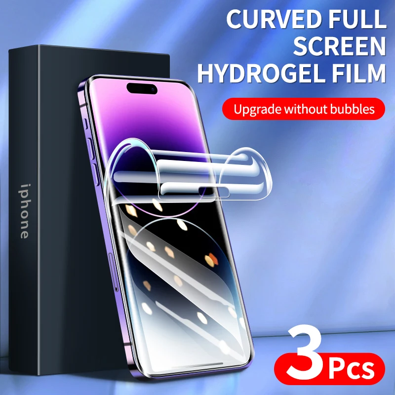 3Pcs-Hydrogel-Film-Screen-Protector-For-iPhone-14-13-12-11-Pro-Max-XS ...