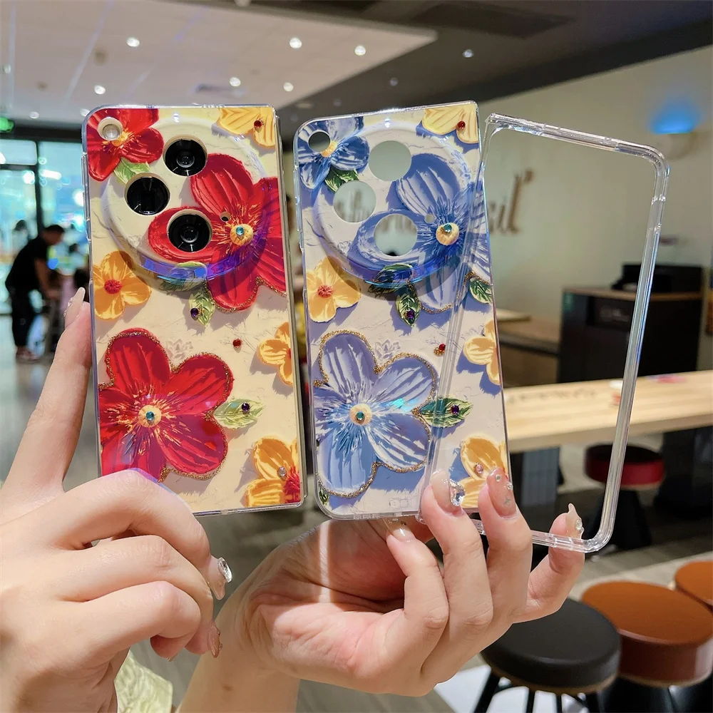 Blu-ray-Pattern-Flower-Jewelled-Phone-Case-For-OPPO-Find-N3-Protection ...