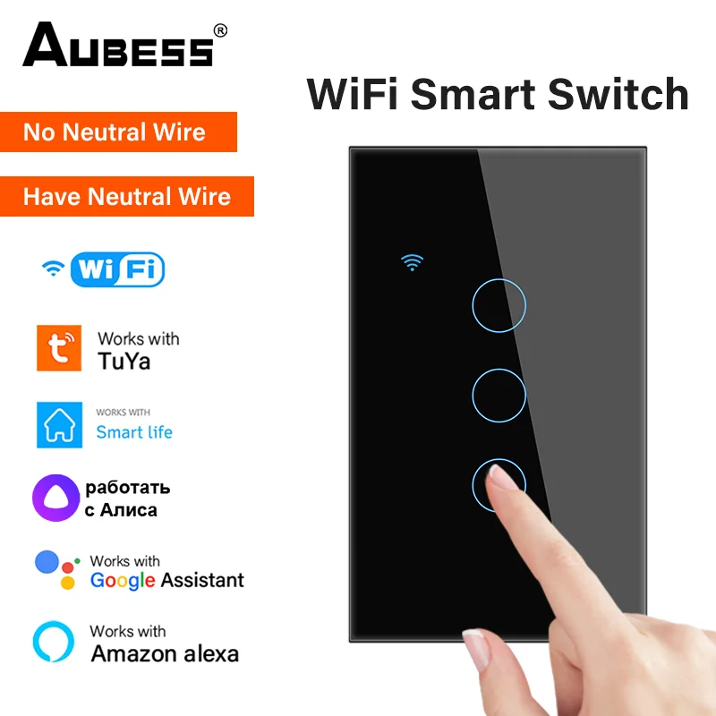 Aubess Power Monitor Switch 16A Wifi Smart Switch DIY Breaker With 2 ...