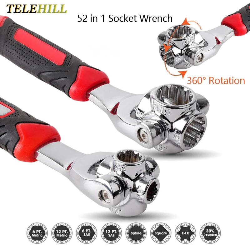52 in 1 Socket Wrench Rotary Spanner 360 Degree Rotation Spanner Metric ...
