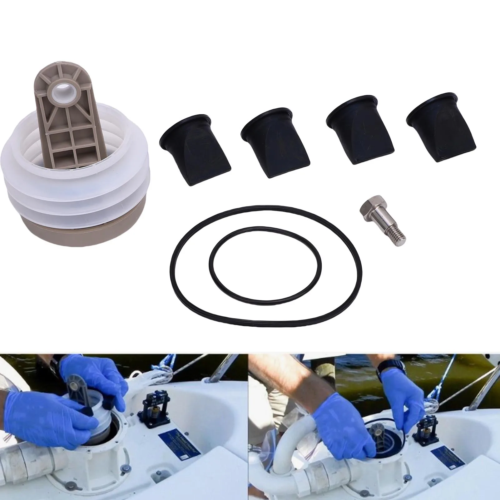 RV Toilet Bellows Pump Kit with O Ring 385230980 Replacement For ...