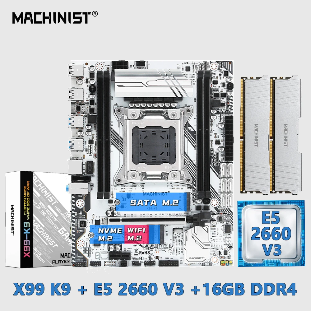 MACHINIST placa base X99 K9 X99, Combo LGA 2011 3 con procesador CPU Xeon E5 2660 V3 y juego de ...