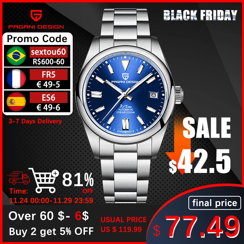 2022 New Pagani Design 39mm Men's Mechanical Automatic Watches 20bar ...