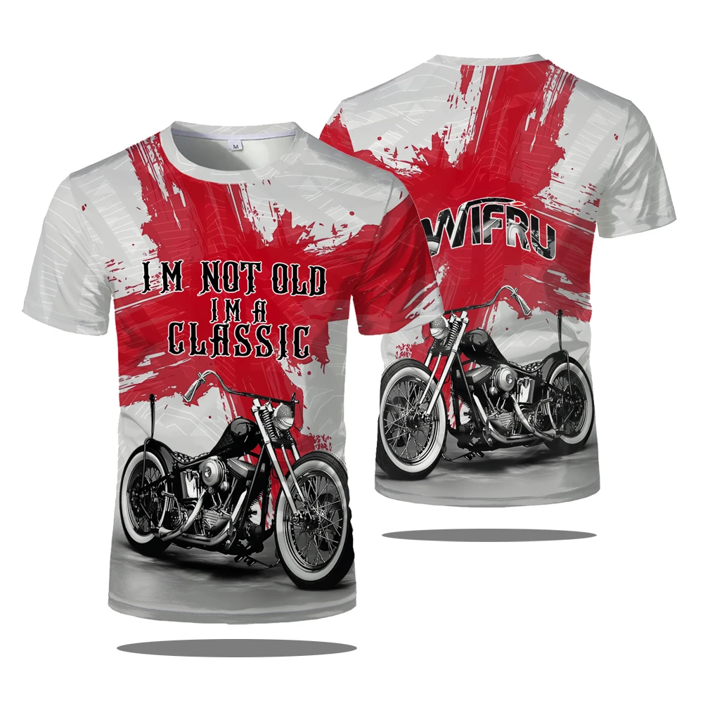 New Motorcycle Men 3D Print T-shirt Vintage Classic Ride Biker Short ...