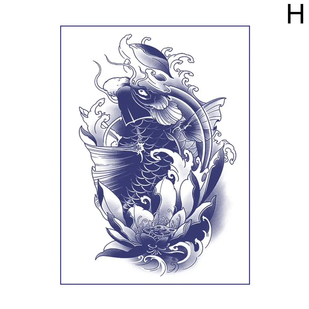 1PCS Full Back Covered Semi Permanent Tattoo Sticker Waterproof Koi ...