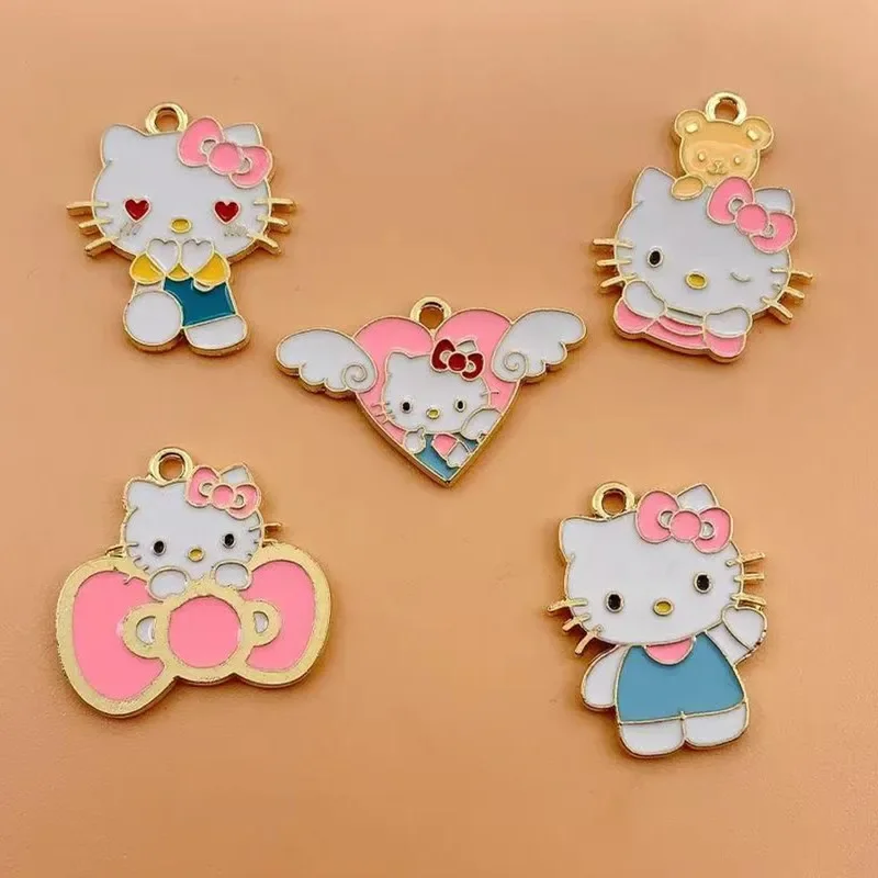 10-Pcs-Alloy-New-Cute-Cartoon-Animal-Hello-Kitty-Earring-Pendant-DIY ...