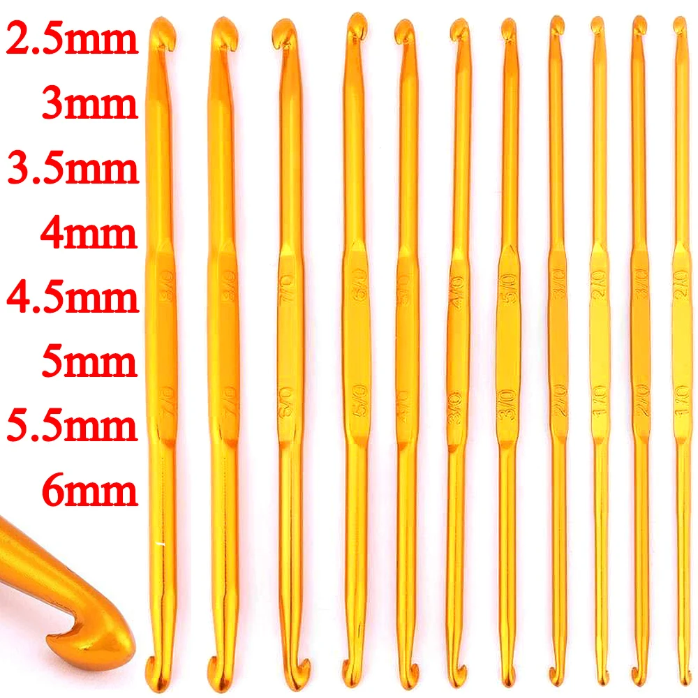 1-5PCS-Double-Head-Sewing-Crochet-Hooks-Gold-Aluminum-Alloy-Knitting ...