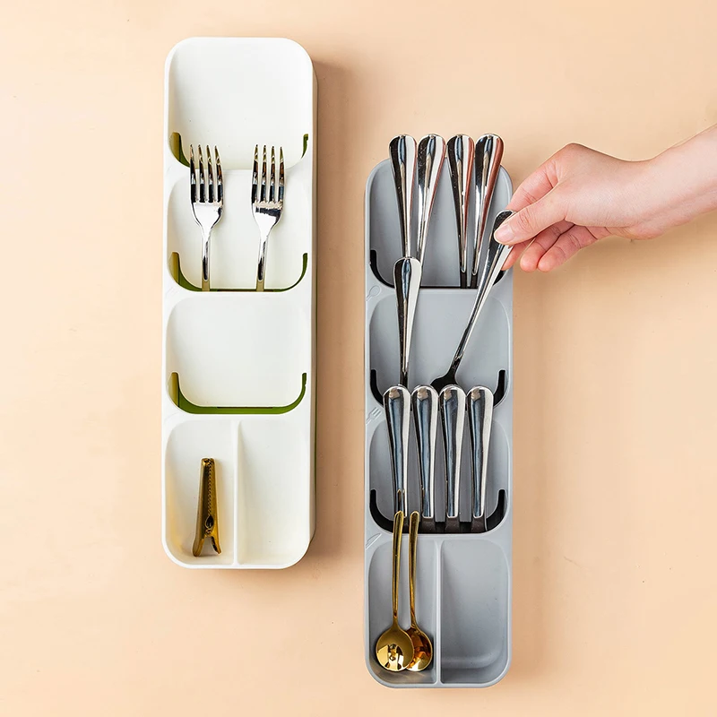 Cutlery Storage Tray Kitchen Plastic Spoon Fork Knife Block Holder ...