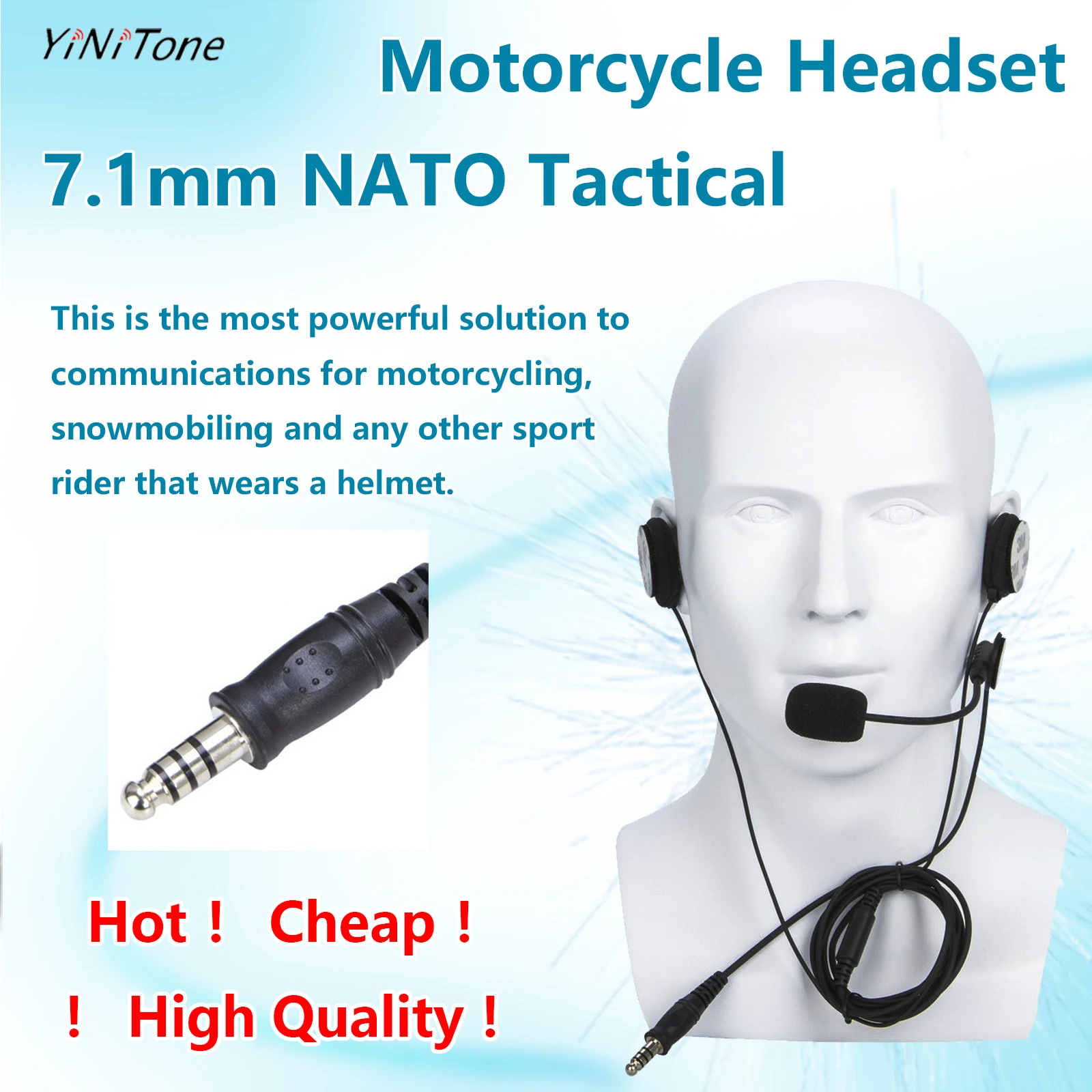 7-1mm-Plug-NATO-Motorcycle-Headset-For-Kenwood-BAOFENG-UV5R-Ham-Two-Way ...