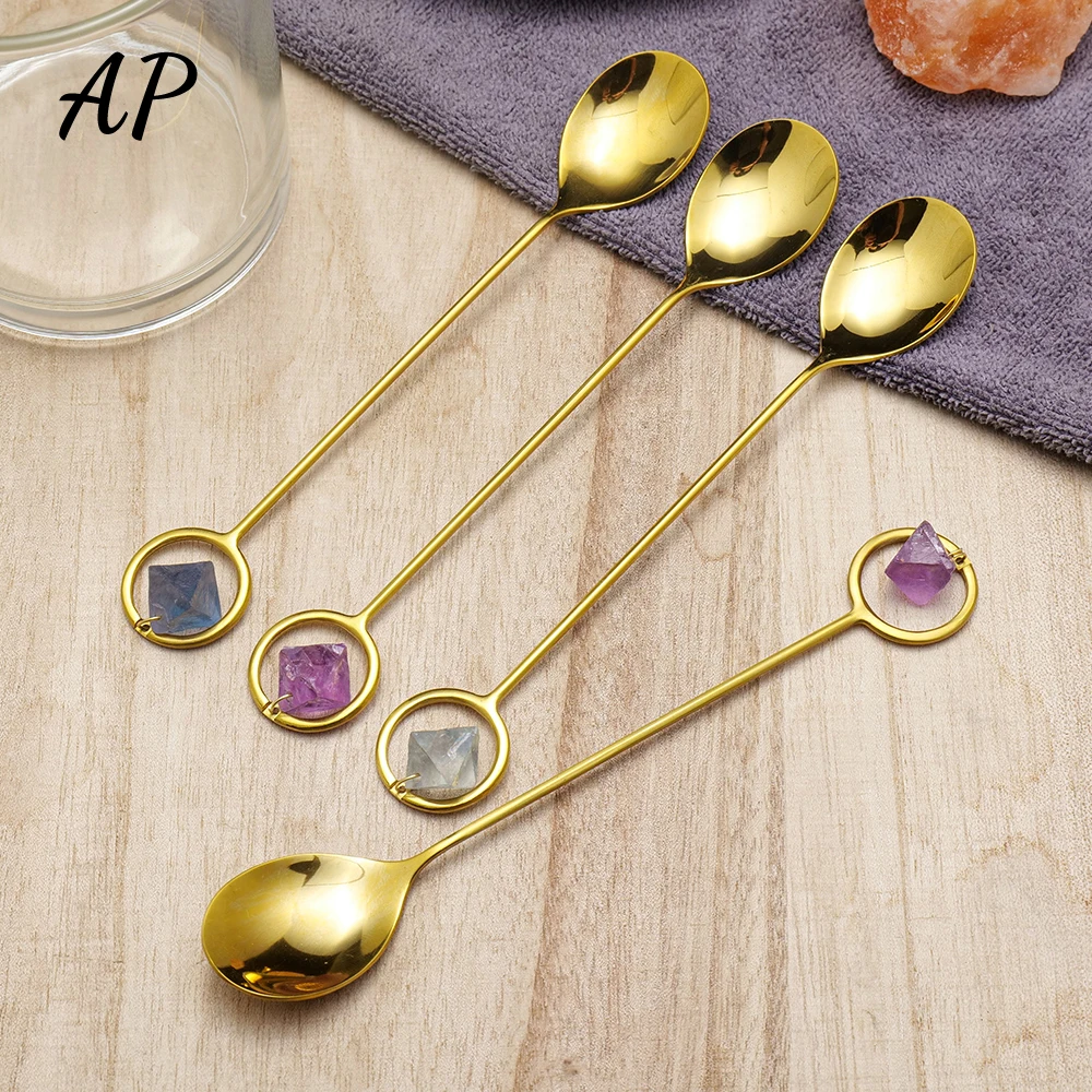 1PC-Natural-Crystal-Colorful-Fluorite-Octahedron-Dessert-Spoon-Healing ...