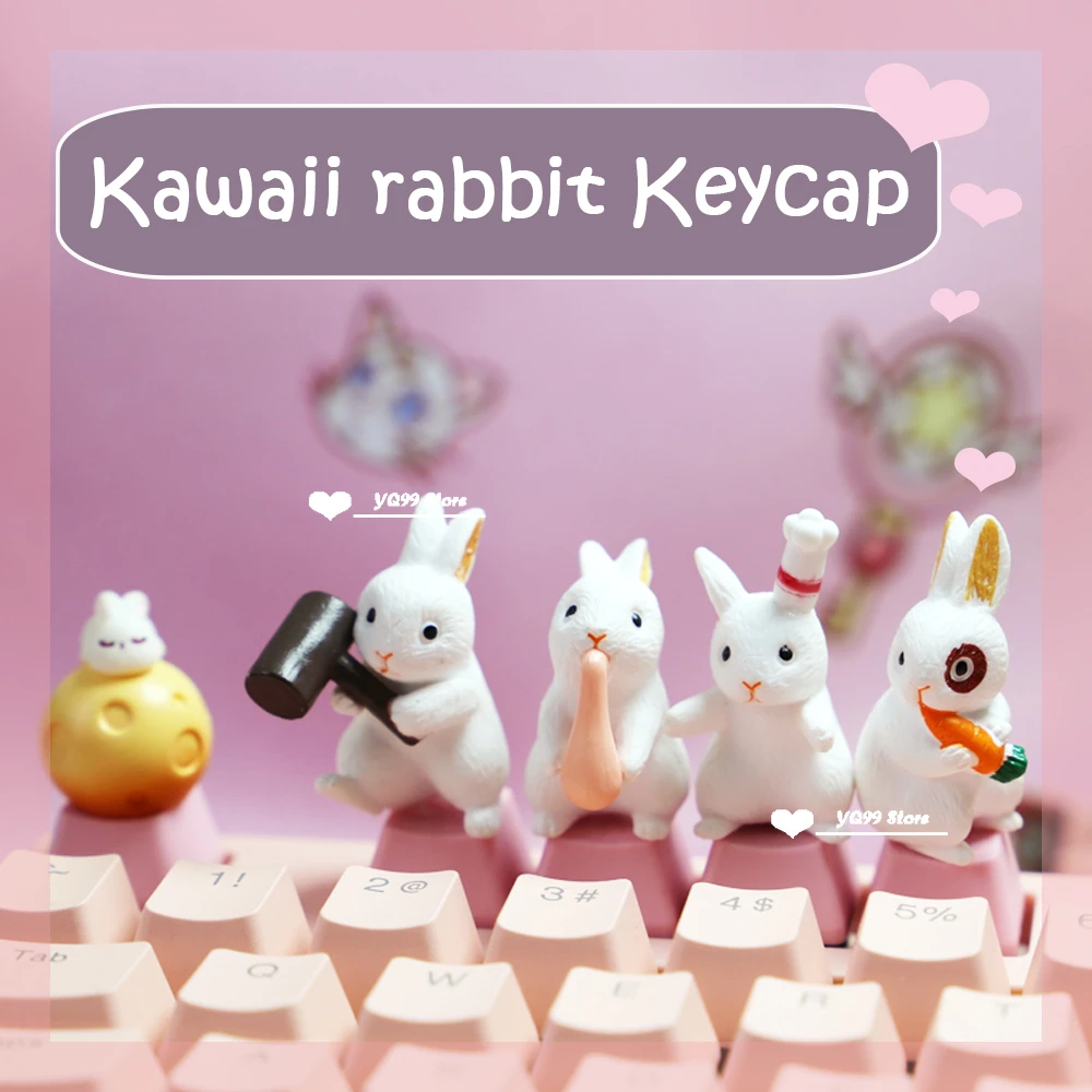 Keycaps Kawaii rabbit Cute Custom Cherry Mx Mechanical Keyboard Keycaps ...