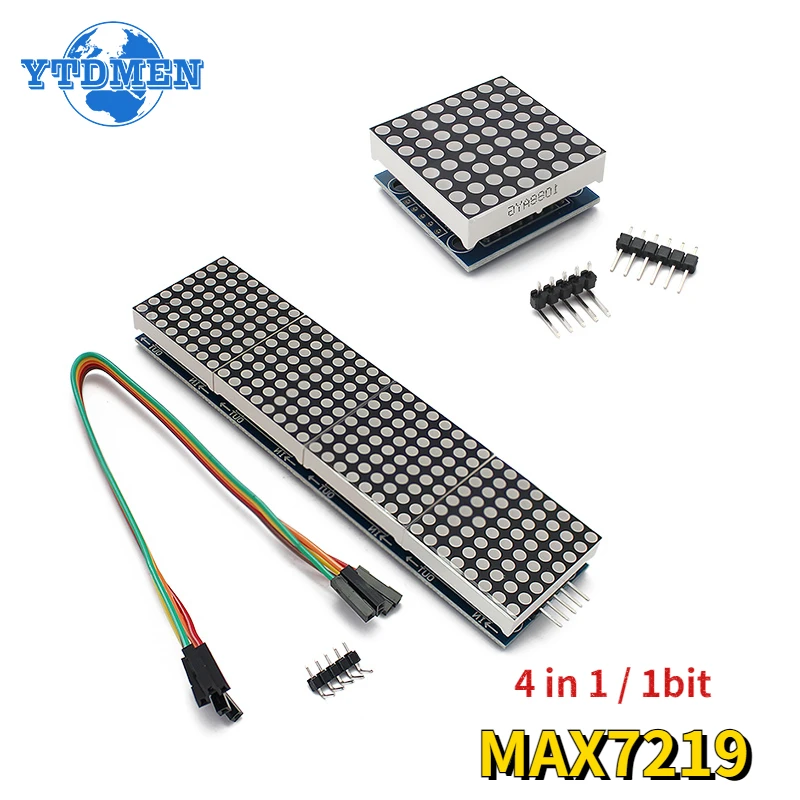 MAX7219 Dot Matrix Module 8*8 Common Cathode 5V Red / Green 4 in One ...