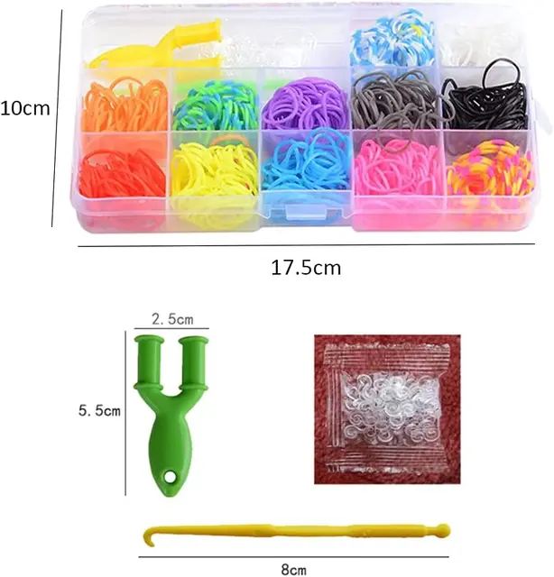 600pcs Colorful Loom Rubber Bands Set 12 Colours DIY Rubber Bands Loom ...