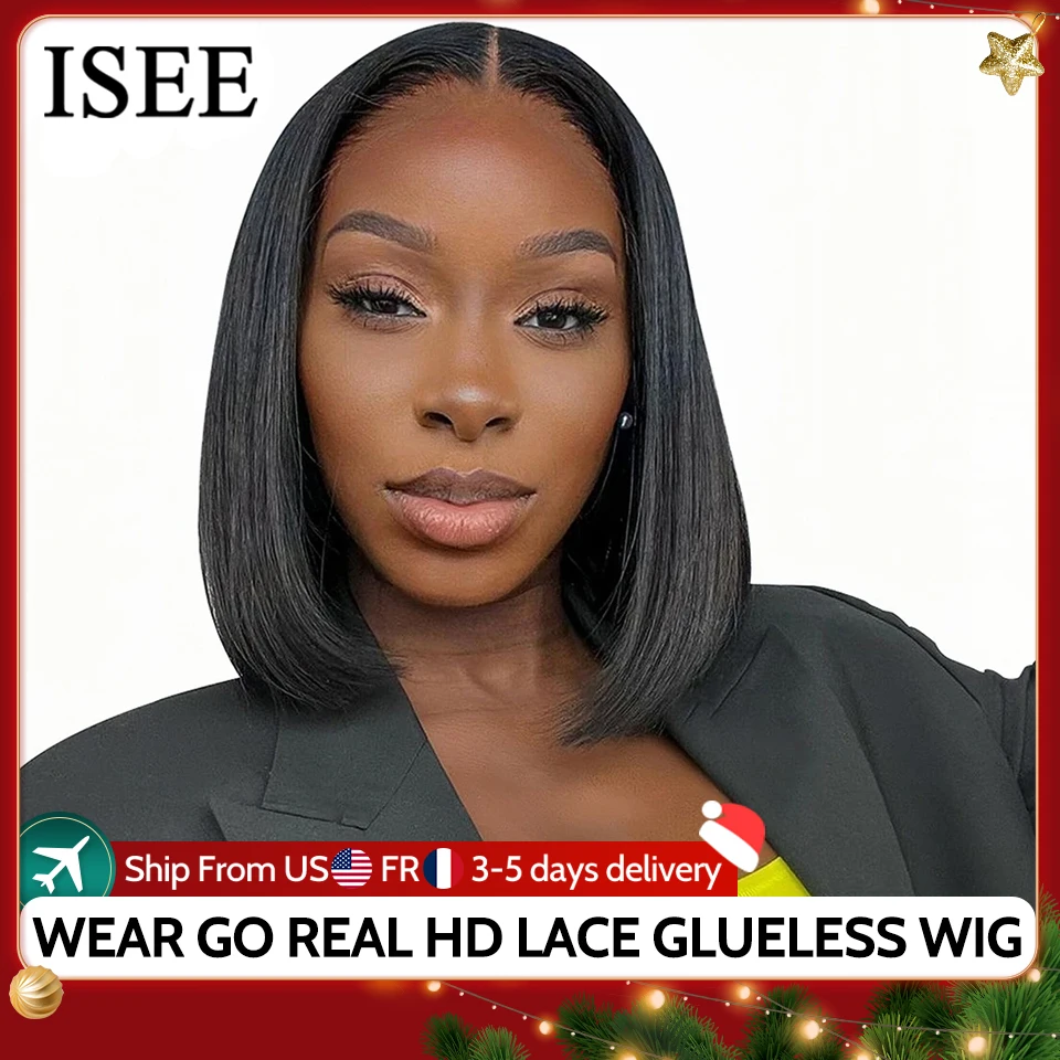 Isee Hair Wear And Go Glueless Human Hair Wig Bob Hd Lace Straight