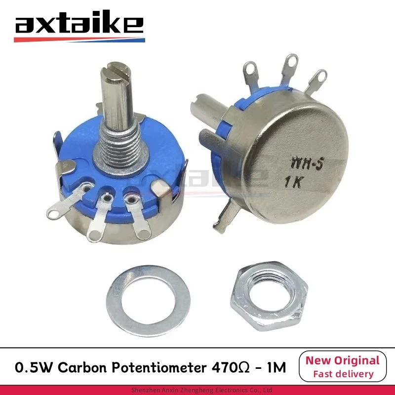 5PCS 0.5W 470Ω - 1M Carbon Potentiometer WH5-1A 470R 1K 1.5K 2.2K 4.7K ...