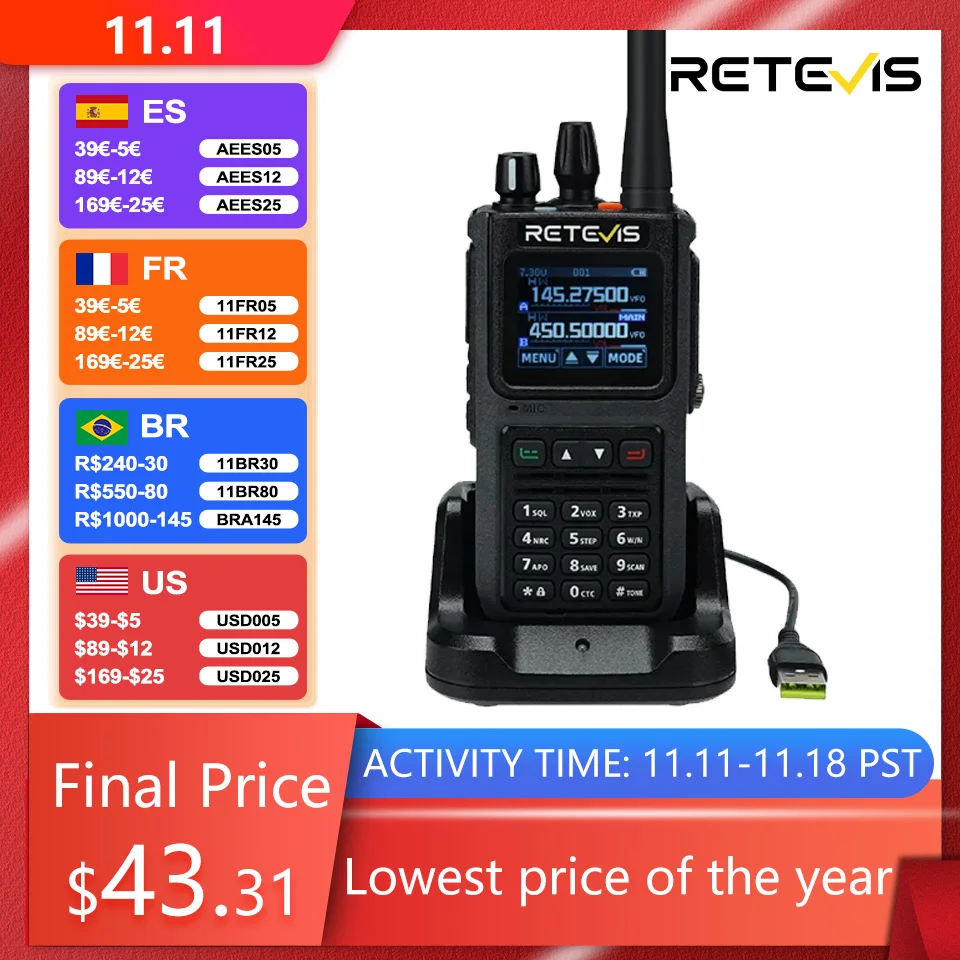 Retevis-C1-Walkie-Talkie-5W-Long-Range-Communication-Handy-Ham-Two-way ...