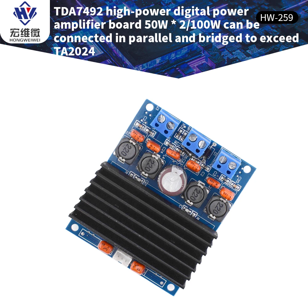 TDA7492 High-power Digital Power Amplifier Board 50WX2 100W W/ Radiator ...