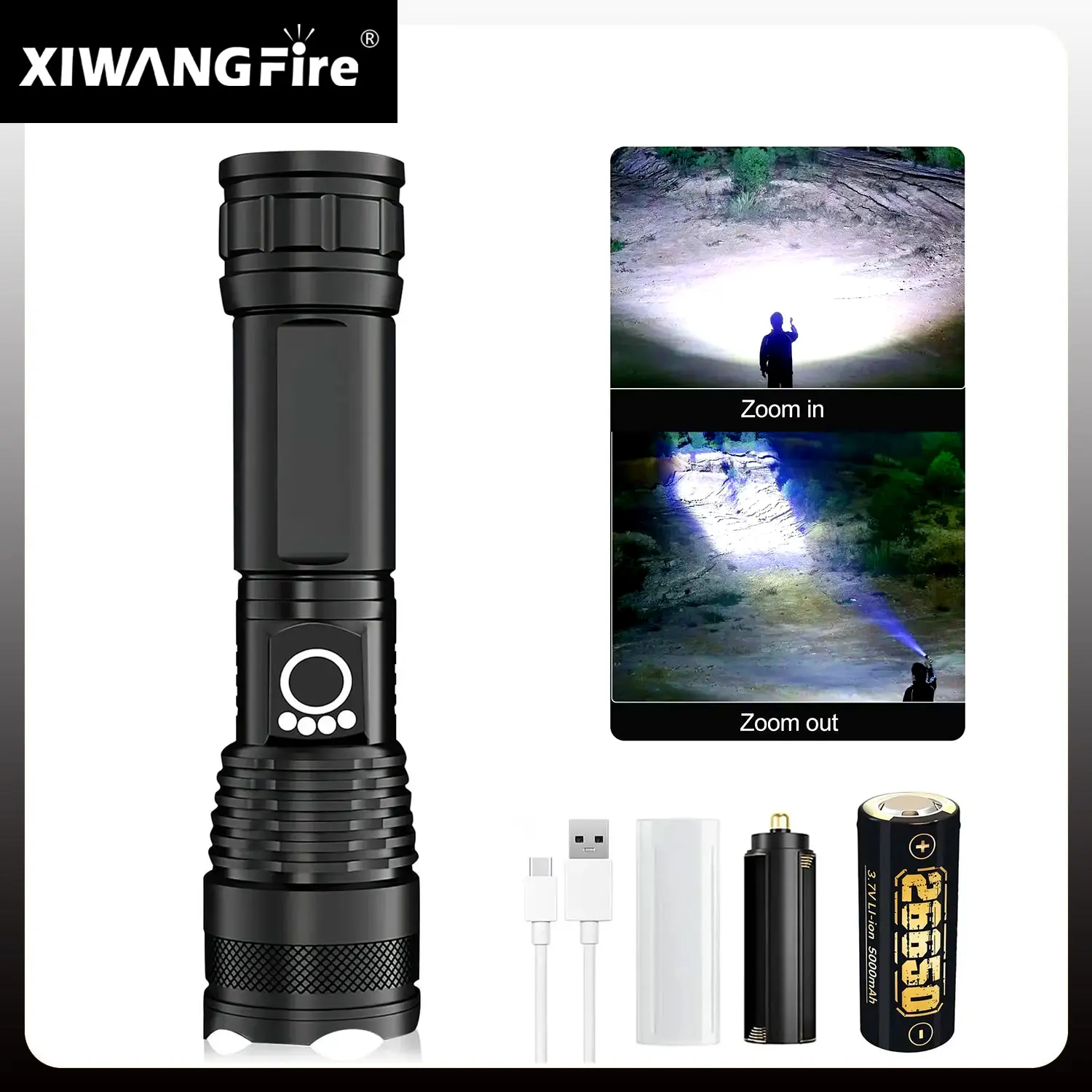 Linterna súper brillante con pantalla de potencia 5 modos de Luz ...