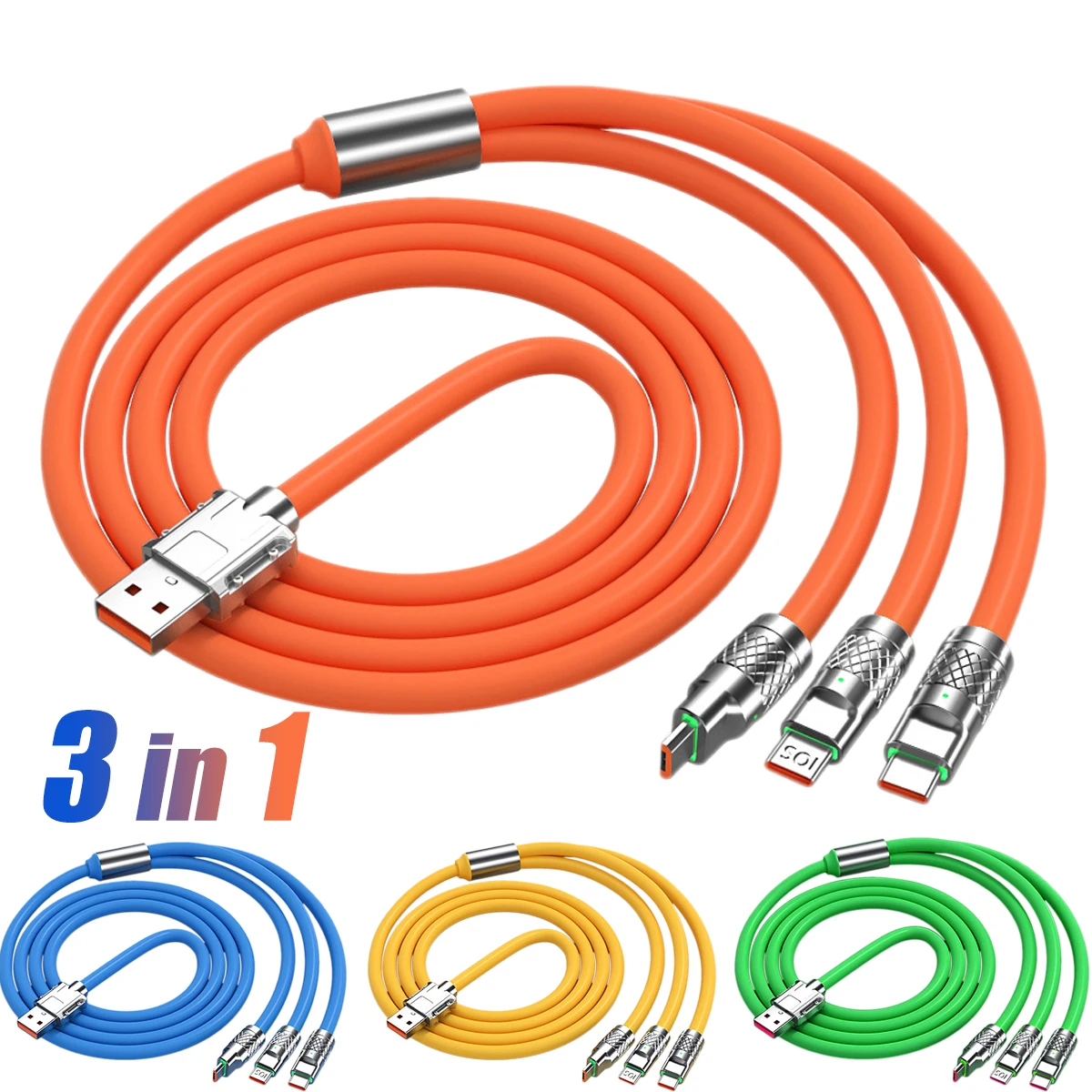 3-in1-6A-120W-USB-Fast-Charger-Cable-Micro-USB-Type-C-Fast-Charger ...