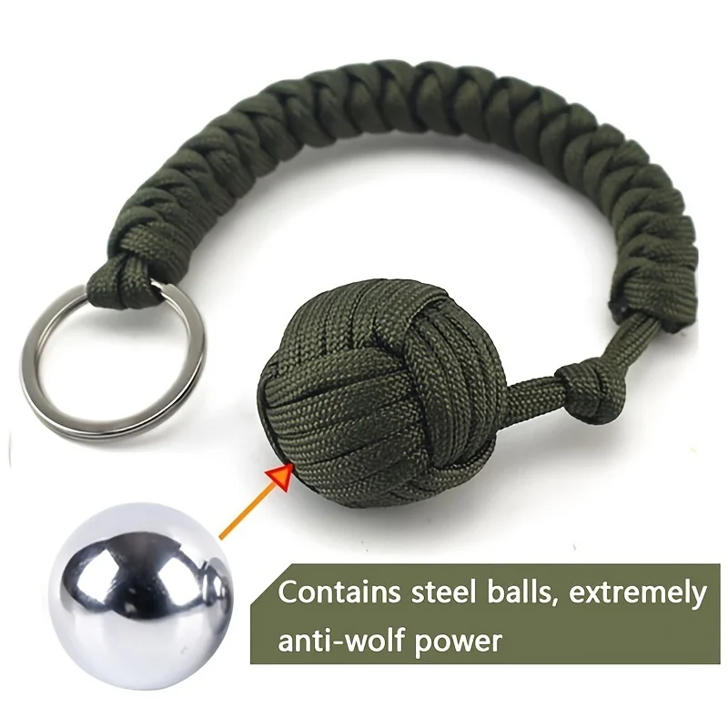 Outdoor-Self-Defense-Umbrella-Rope-Monkey-Fist-Steel-Ball-Paracord ...