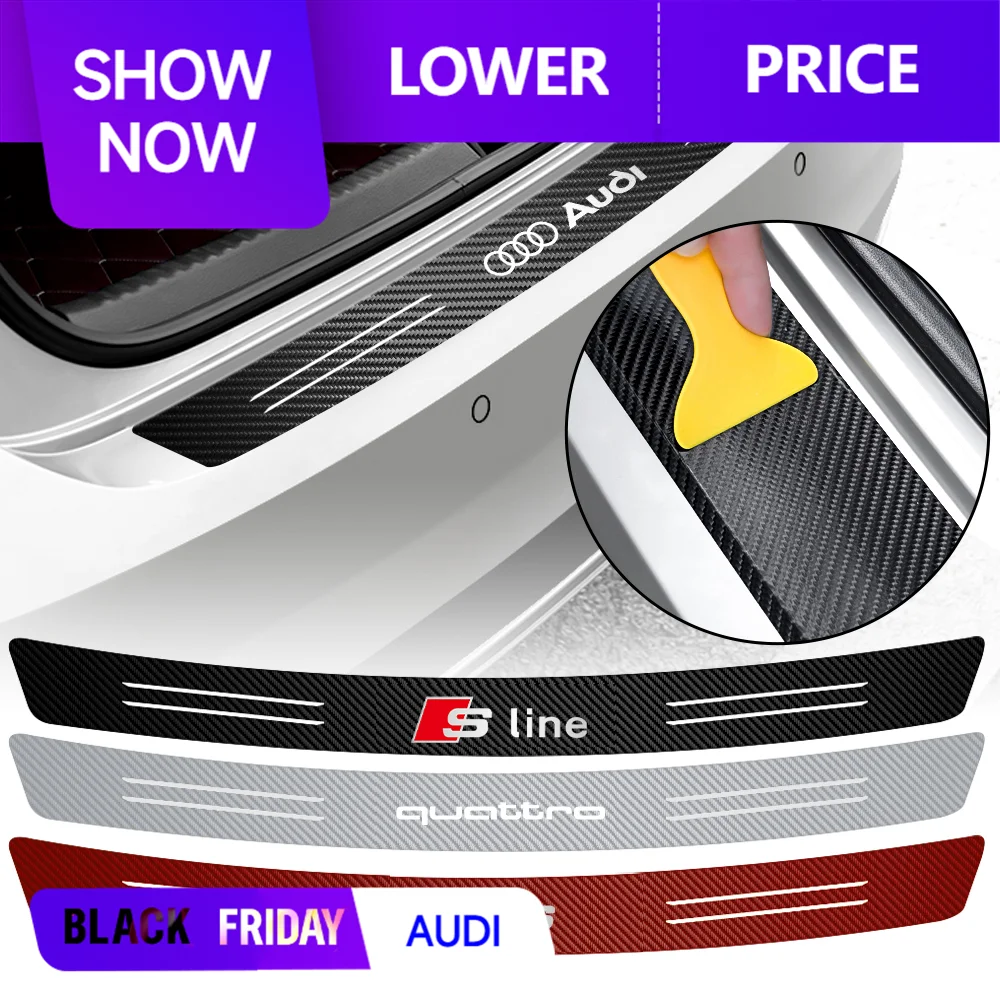 Carbon-Fiber-Car-Trunk-Rear-Bumper-Protection-Sticker-For-Audi-S-Line ...