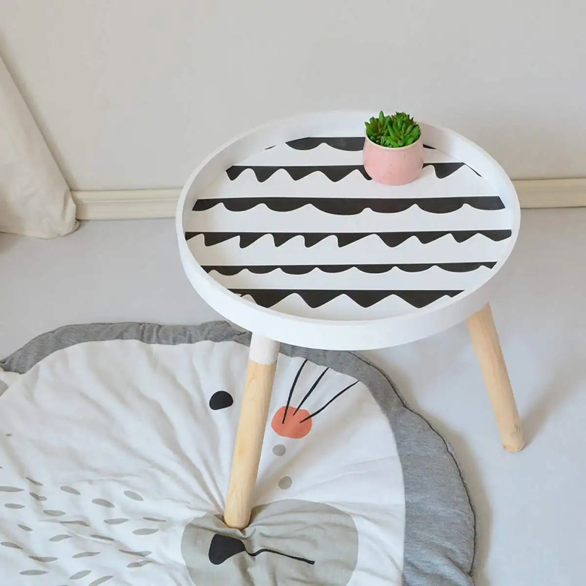 Metal Bedside Coffee Table Round End Side Table Desk Nordic Marble ...