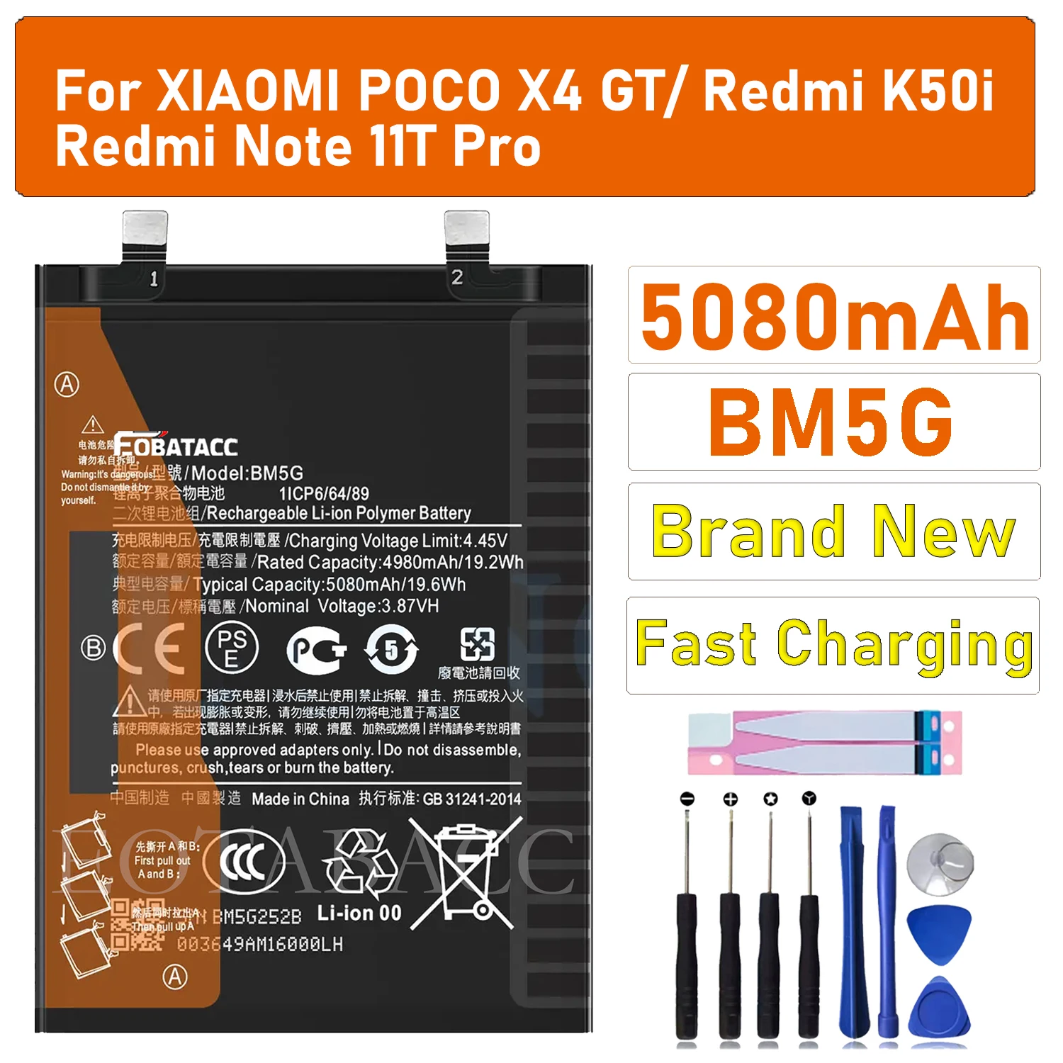 2026 Years EOBATACC New 100% Original Battery BM5G For Xiaomi POCO X4 ...