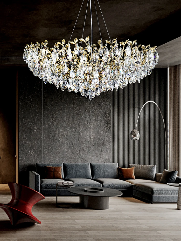 Luxury-Golden-Branch-Water-Drop-Crystal-Big-Ceiling-Chandelier-Home ...