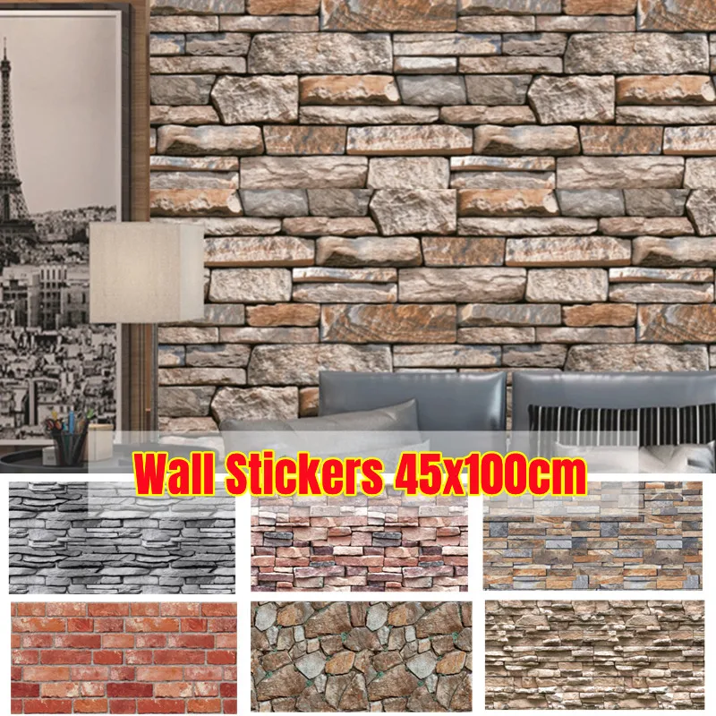 45x100cm-Wallpaper-Decoration-Self-Adhesive-PVC-Brick-Wallpaper-TV ...