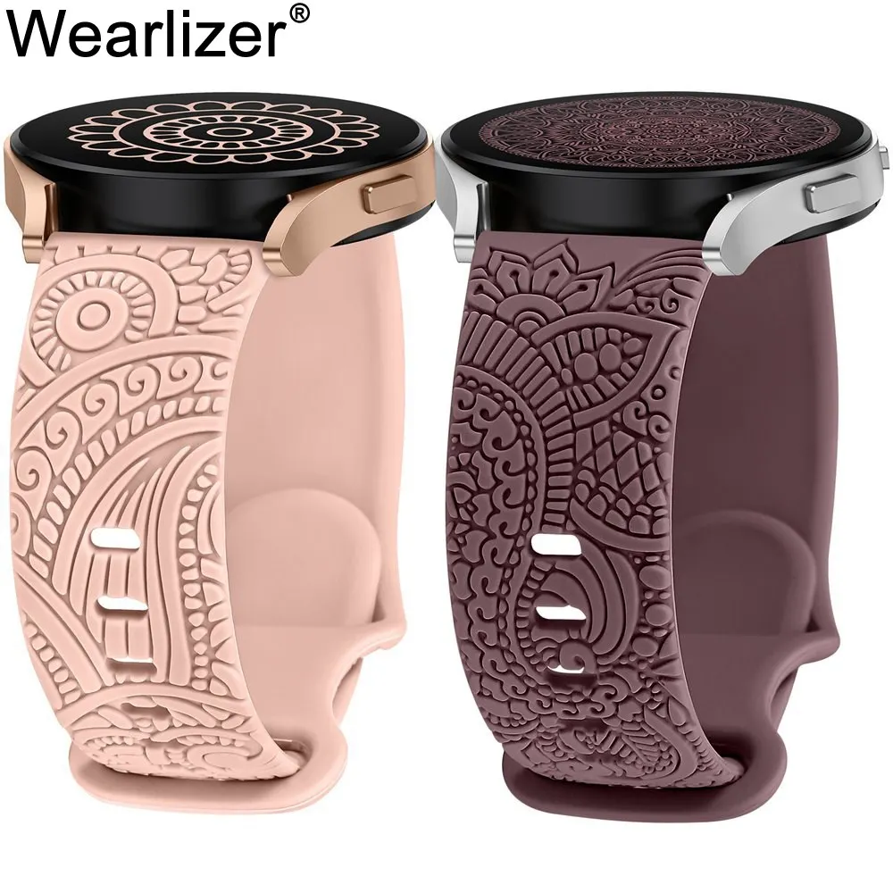 Wearlizer-2-Pack-20mm-Floral-Engraved-Band-For-Samsung-Galaxy-Watch-7-6 ...