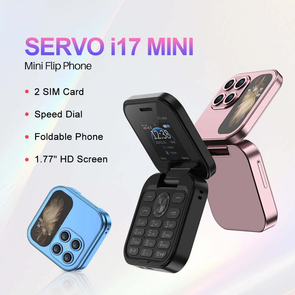 2024-NEW-SERVO-i17-Mini-Dual-SIM-Small-Flip-Mobile-Phone-2G-GSM-Speed ...