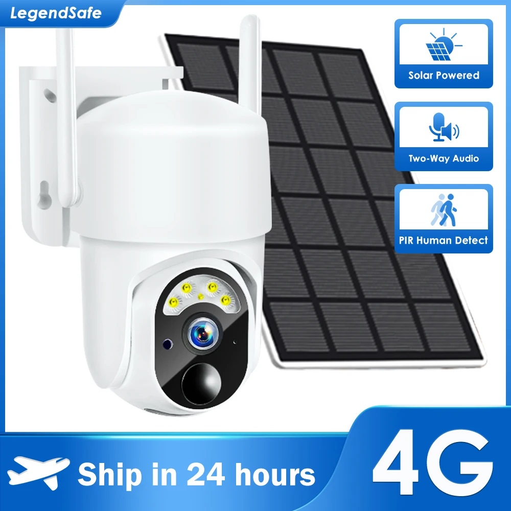 3MP 4G SIM Card Câmera Solar Wifi Bateria Recarregável PTZ Outdoor PIR ...