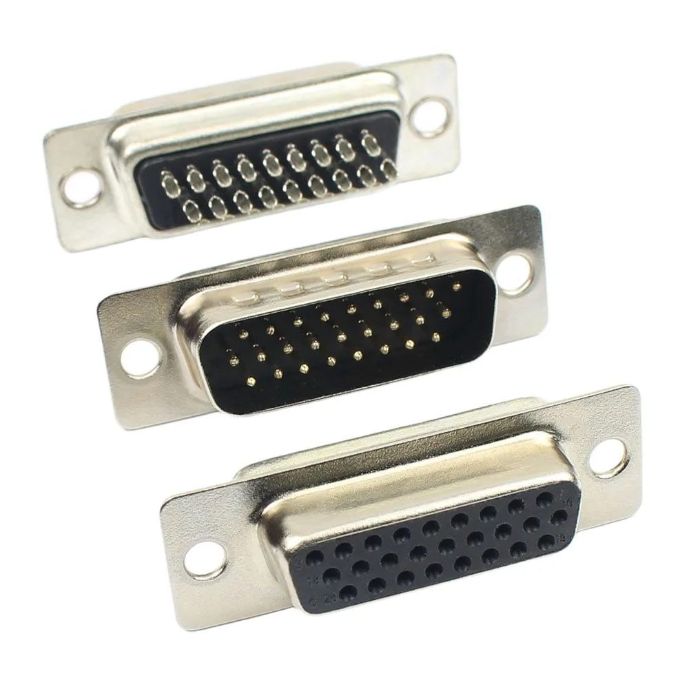 10pcs D-sub 26 Pin Male Solder Type Straight Adapter Connector 3 Rows ...