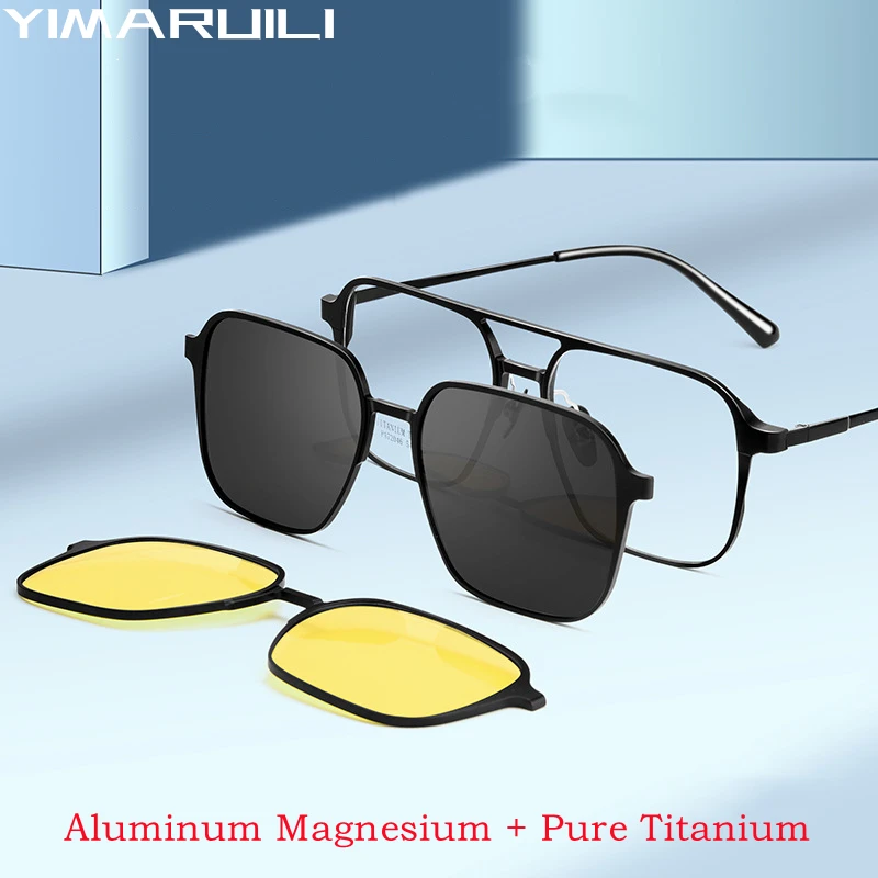 YIMARUILI-Ultra-light-Double-Beam-Retro-Pure-Titanium-Polarized ...
